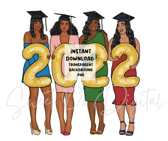Graduation Clip Art Black Woman Graduate Art College Senior - Etsy