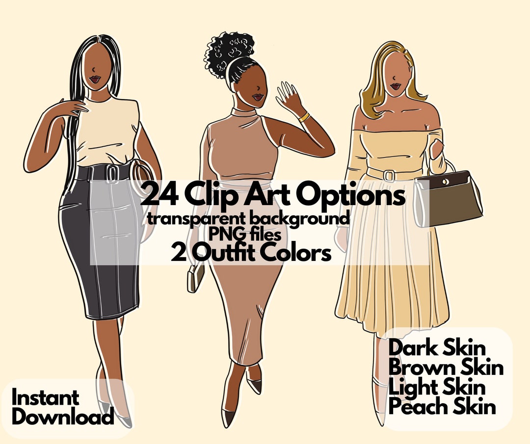 Black Woman PNG Digital Sticker Fashion Girls Black and - Etsy