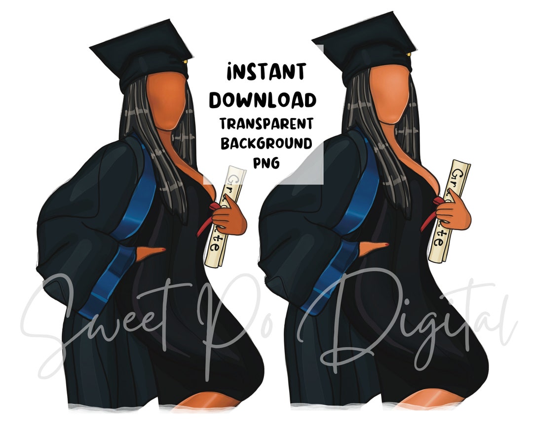 Graduation Clip Art, Black Woman Graduate Art, College Senior Clip Art ...