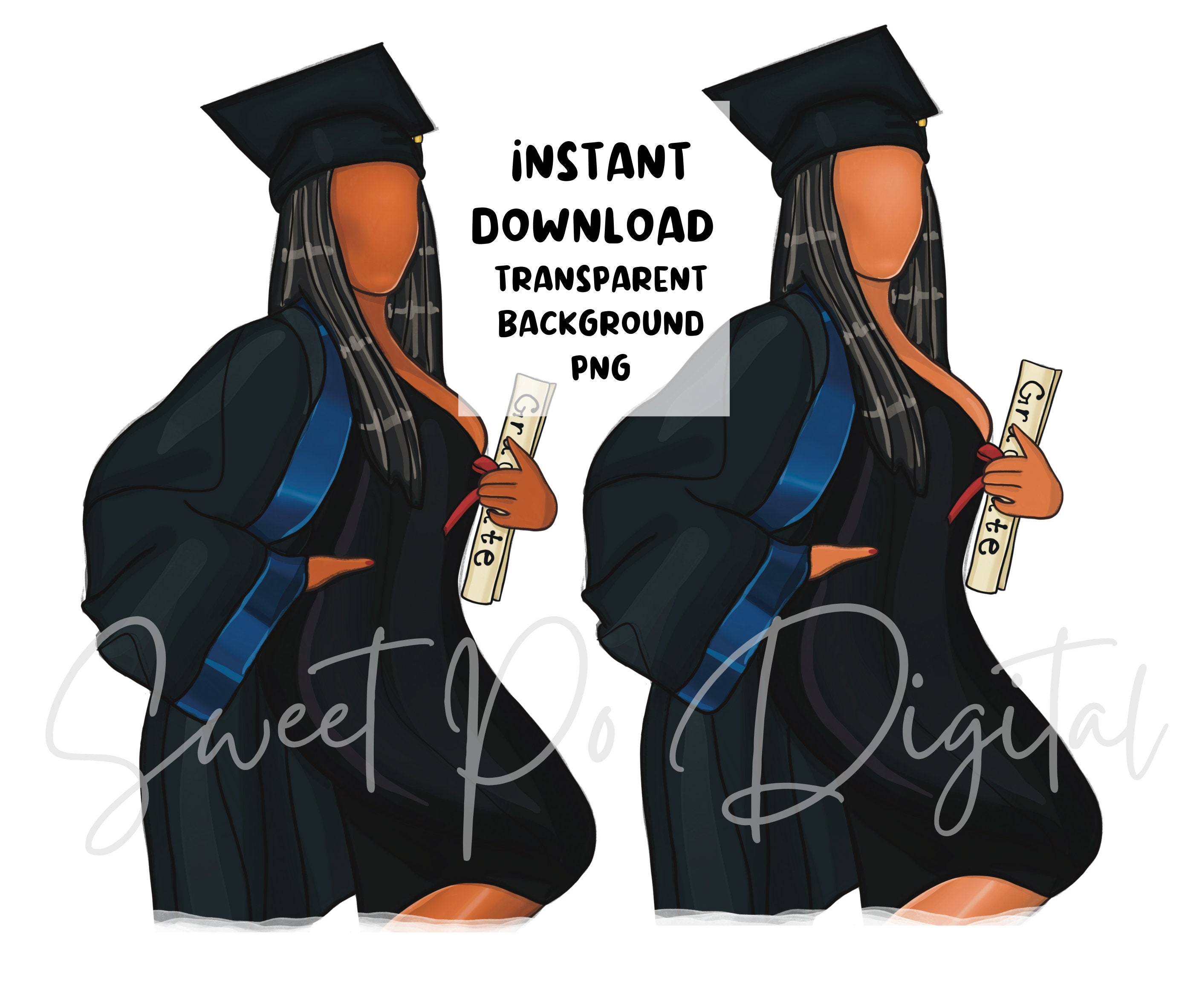 Graduation Clip Art, Black Woman Graduate Art, College Senior Clip Art ...