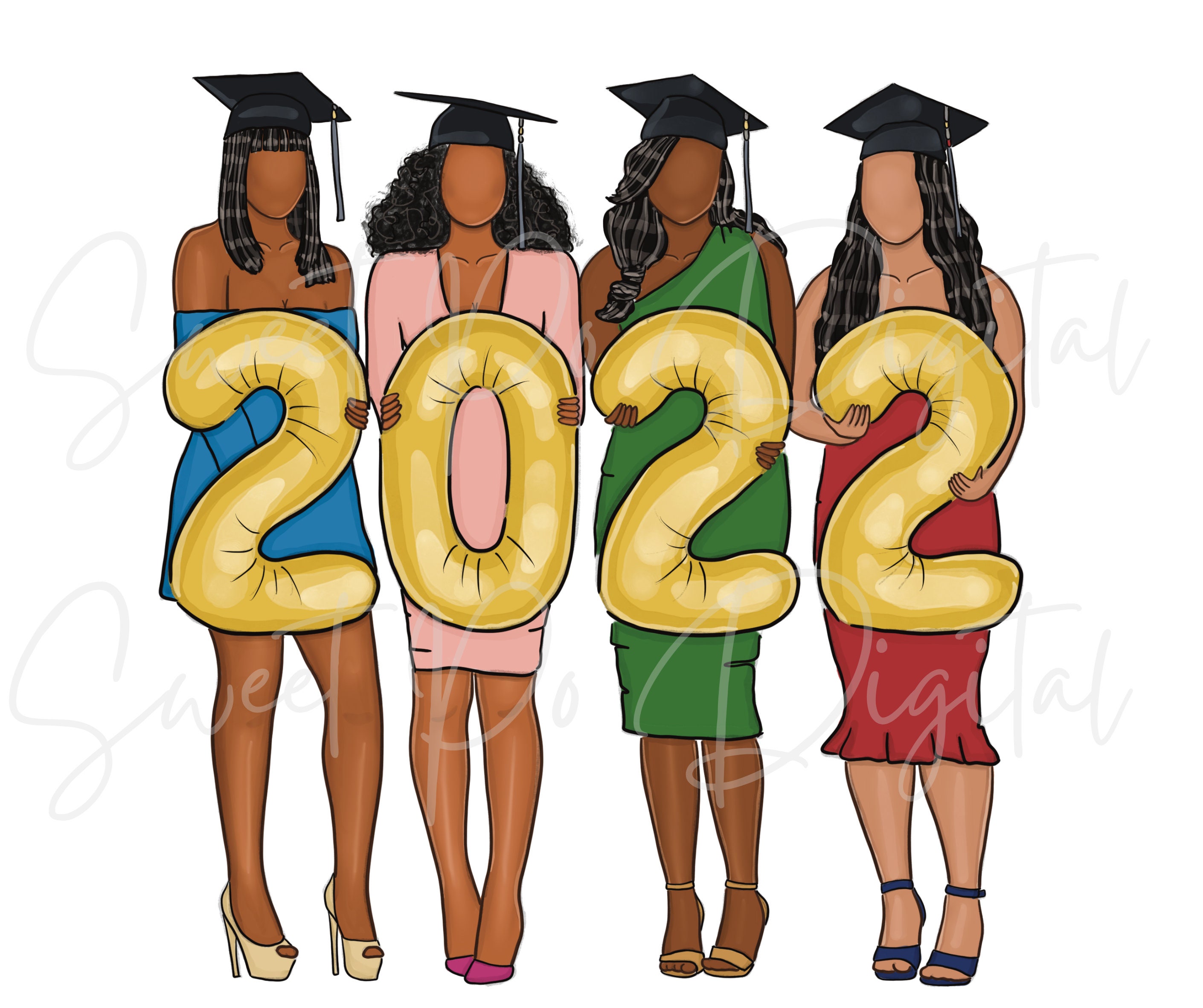 Graduation Clip Art, Black Woman Graduate Art, College Senior Clip Art ...