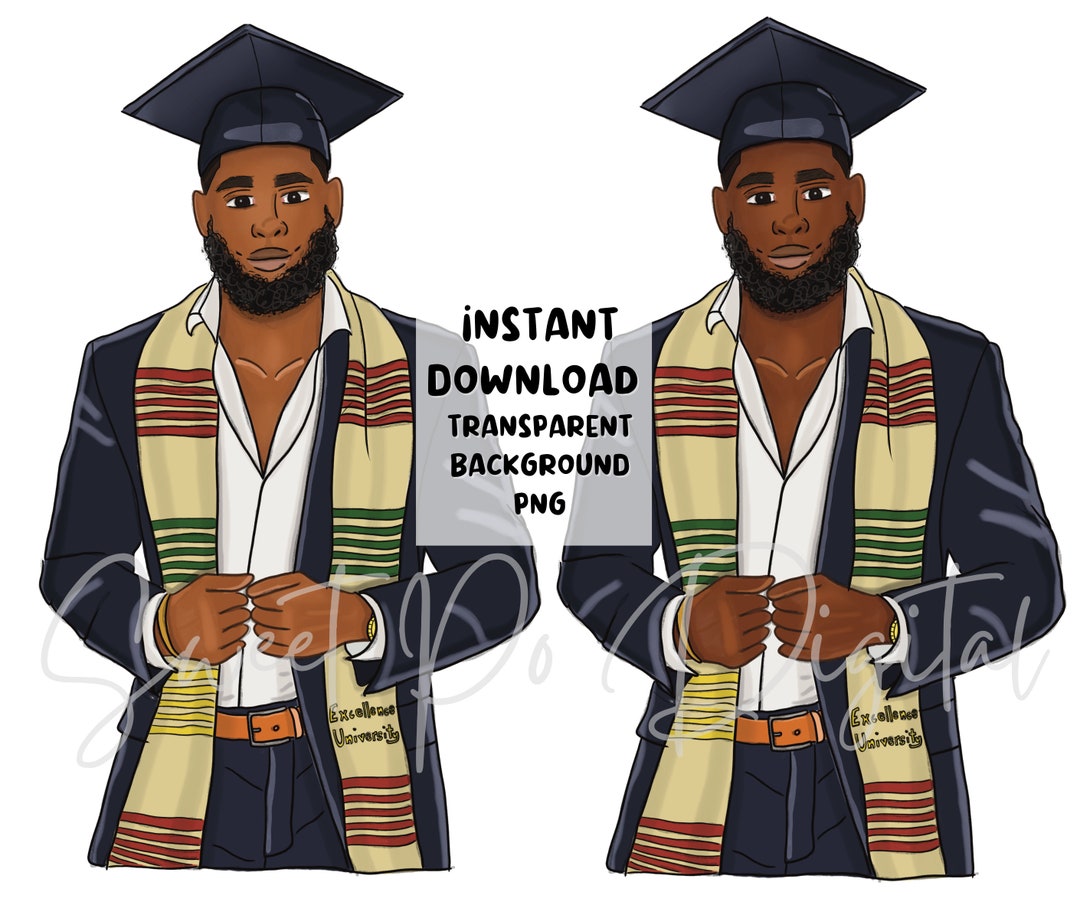 Graduation Clip Art, Black Man Graduate Art, College Senior Clip Art ...