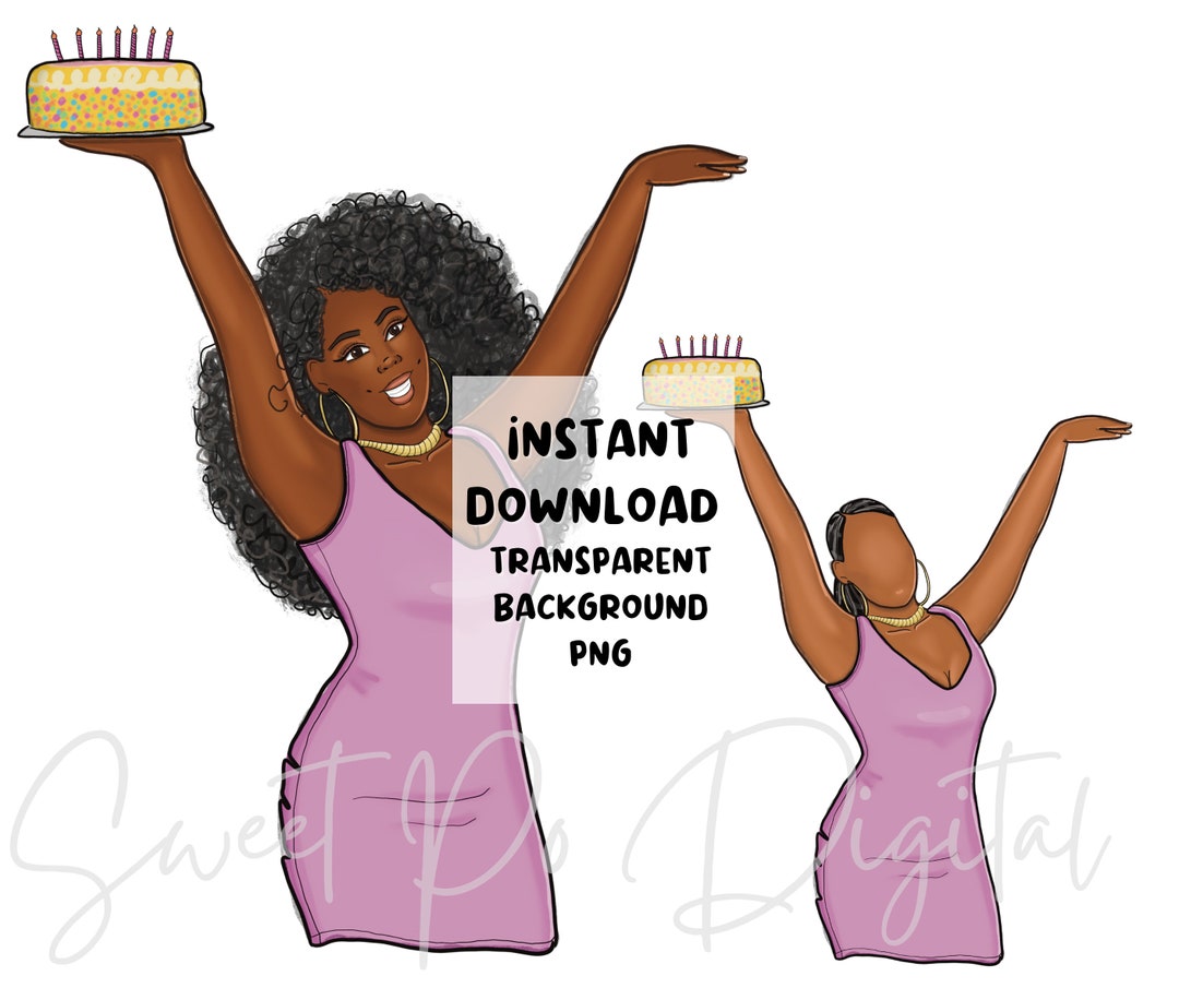 Black Woman Birthday PNG, Woman Holding Cake, Woman With Birthday Cake ...