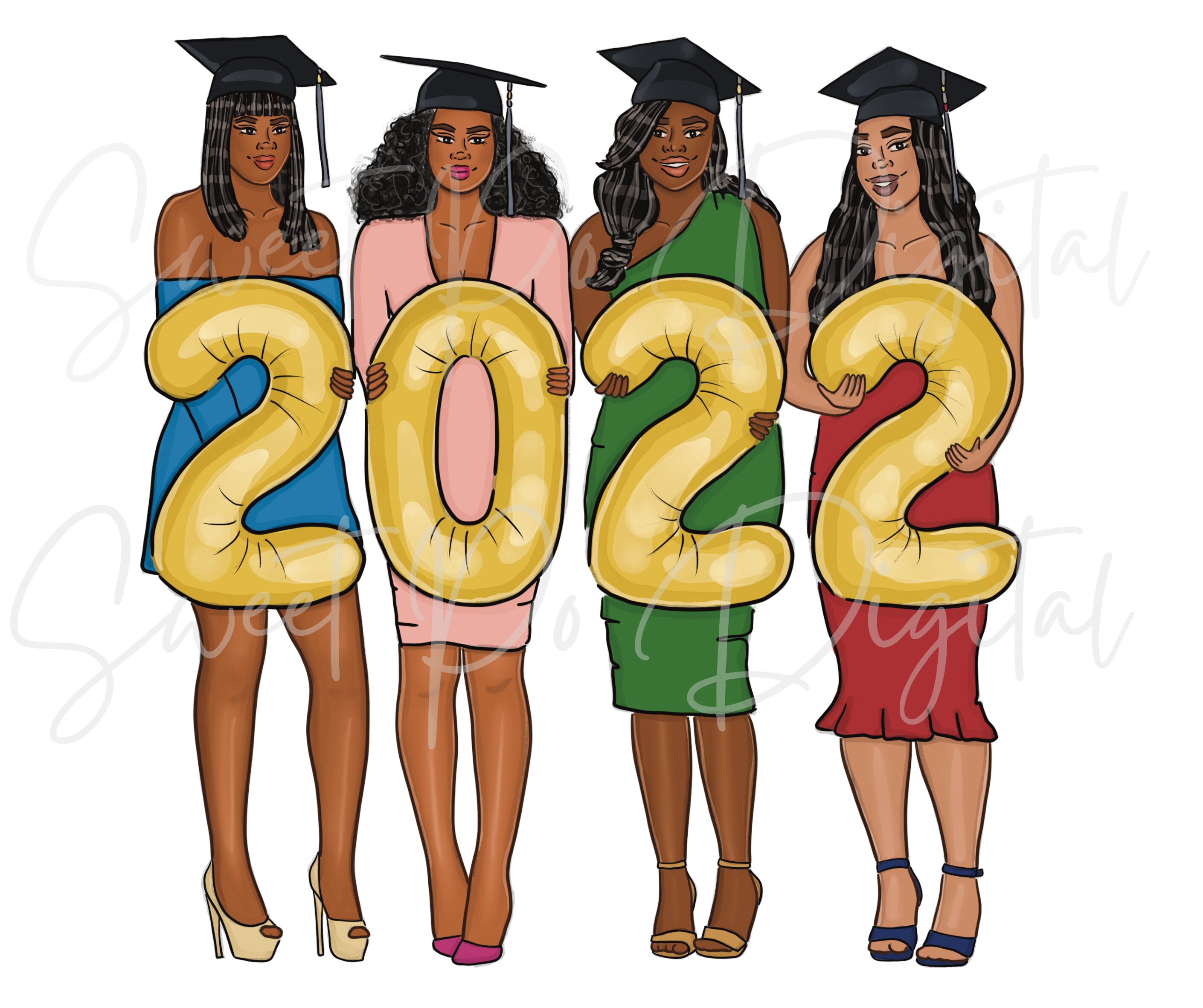 Graduation Clip Art, Black Woman Graduate Art, College Senior Clip Art ...