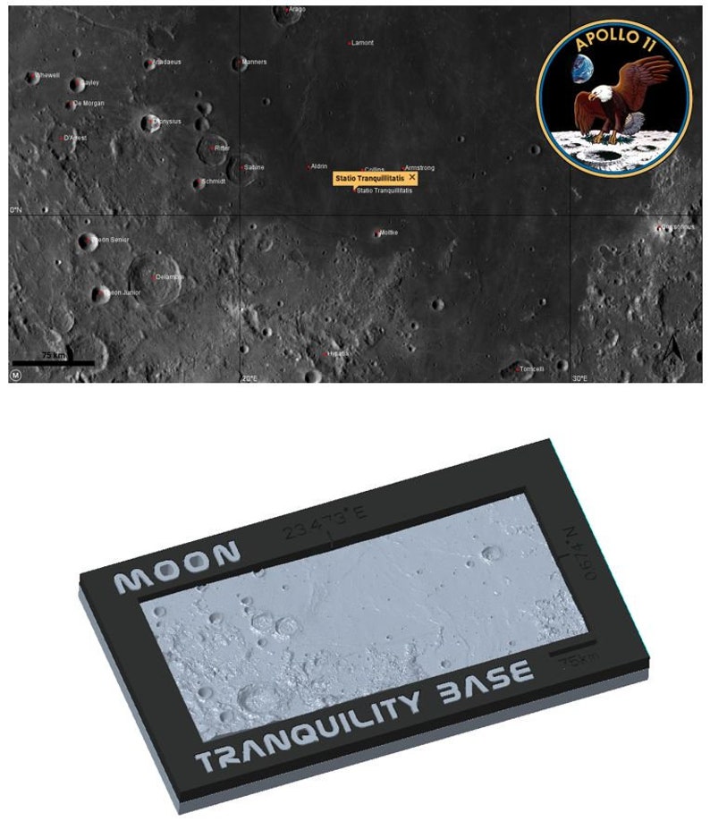 Moon Topography 3D Maps - Etsy