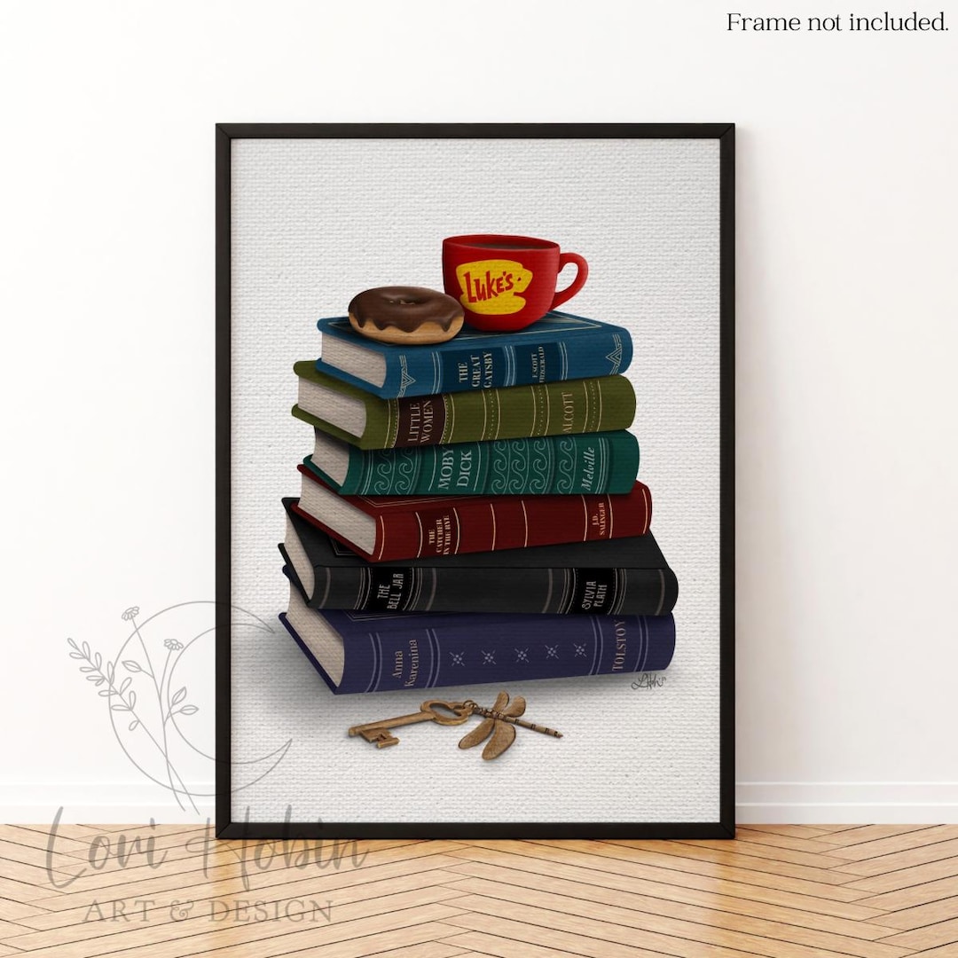 Vintage Gilmore Girls Inspired Book Stack Art Print - Etsy