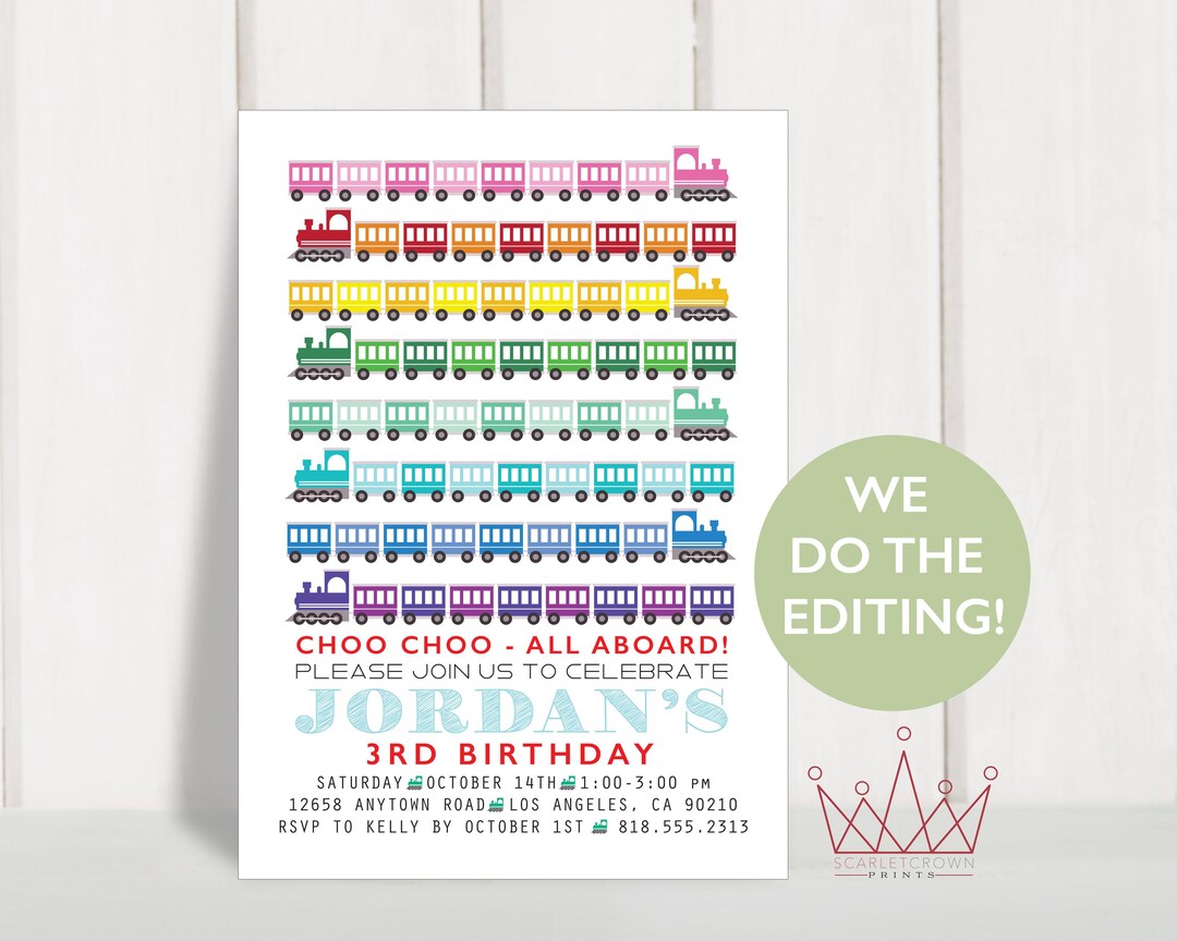 Train Birthday Invitation, All Aboard Party, Editable Invite (digital ...