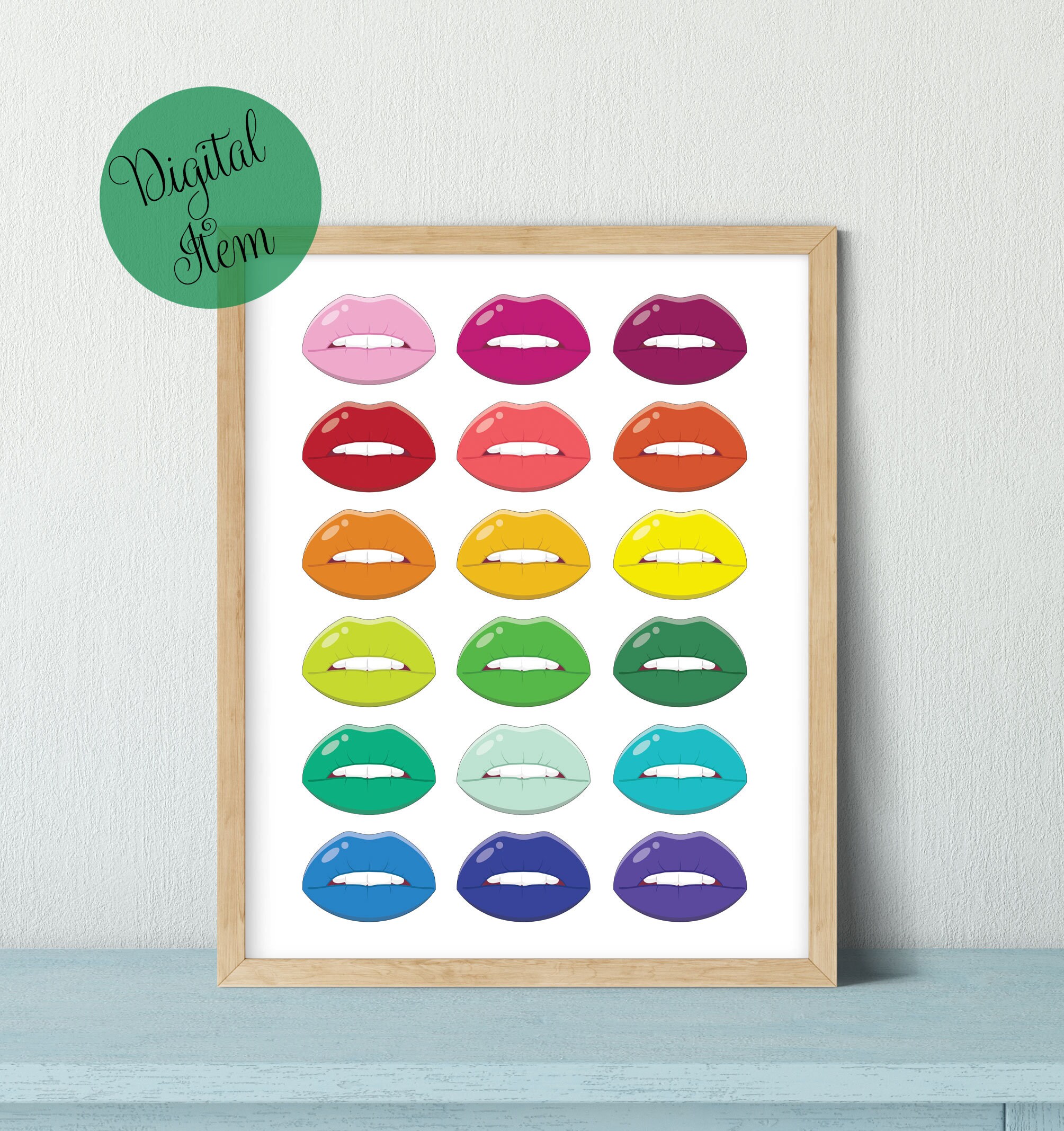 Lips Print, Colorful Pop Art Print, Kiss Wall Art, Rainbow Lips Print ...