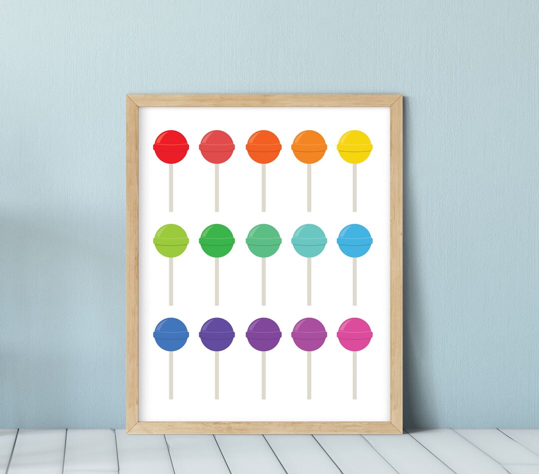 Colorful Lollipop Collage Art Print, Kitchen or Playroom (digital ...