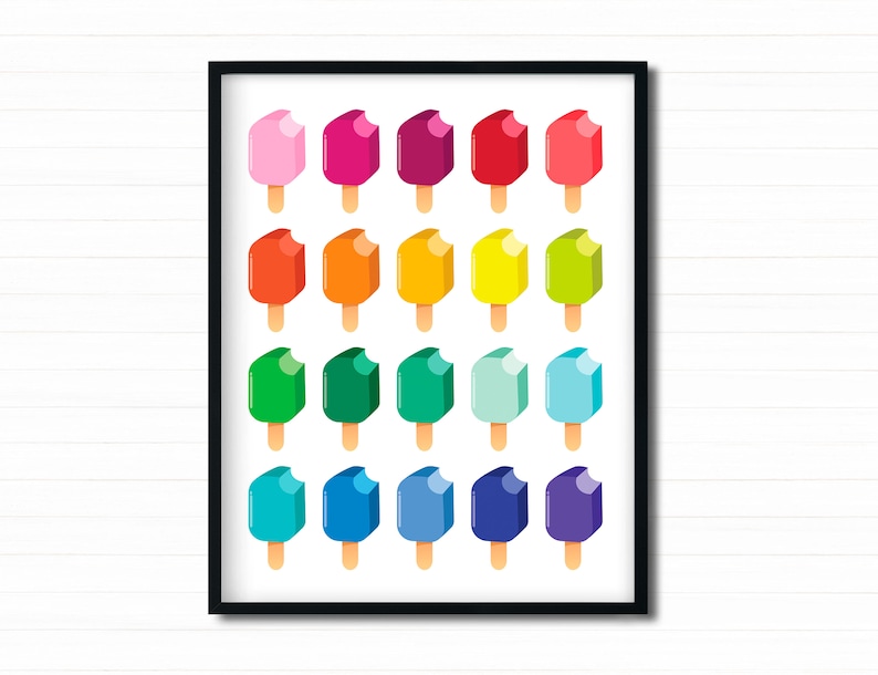 Popsicle Print, Ice Cream Art Print, Kitchen Wall Art, Colorful Kids ...