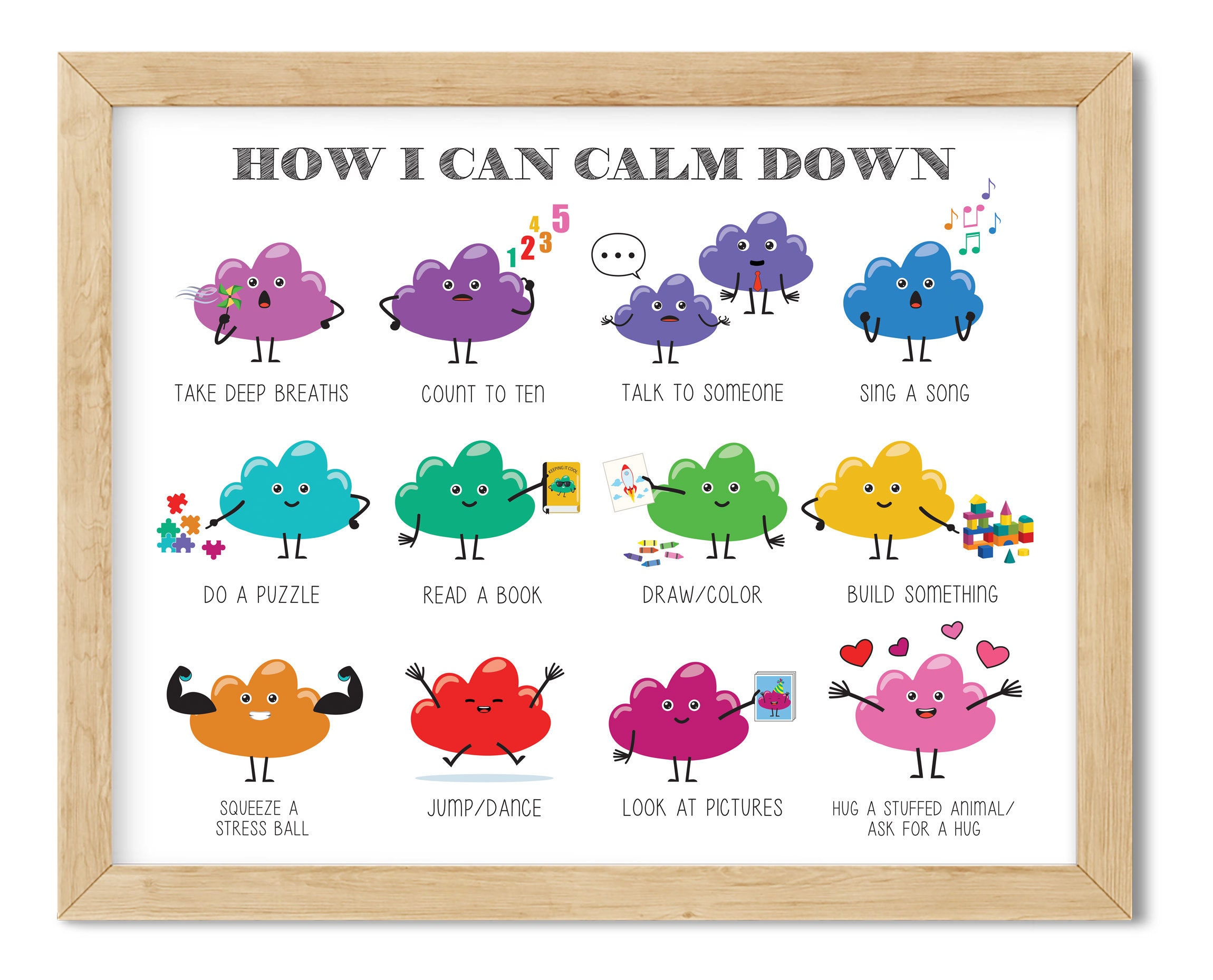 Calm Down Poster, Feelings Chart, Homeschool Wall Art, Kids Wall Art ...