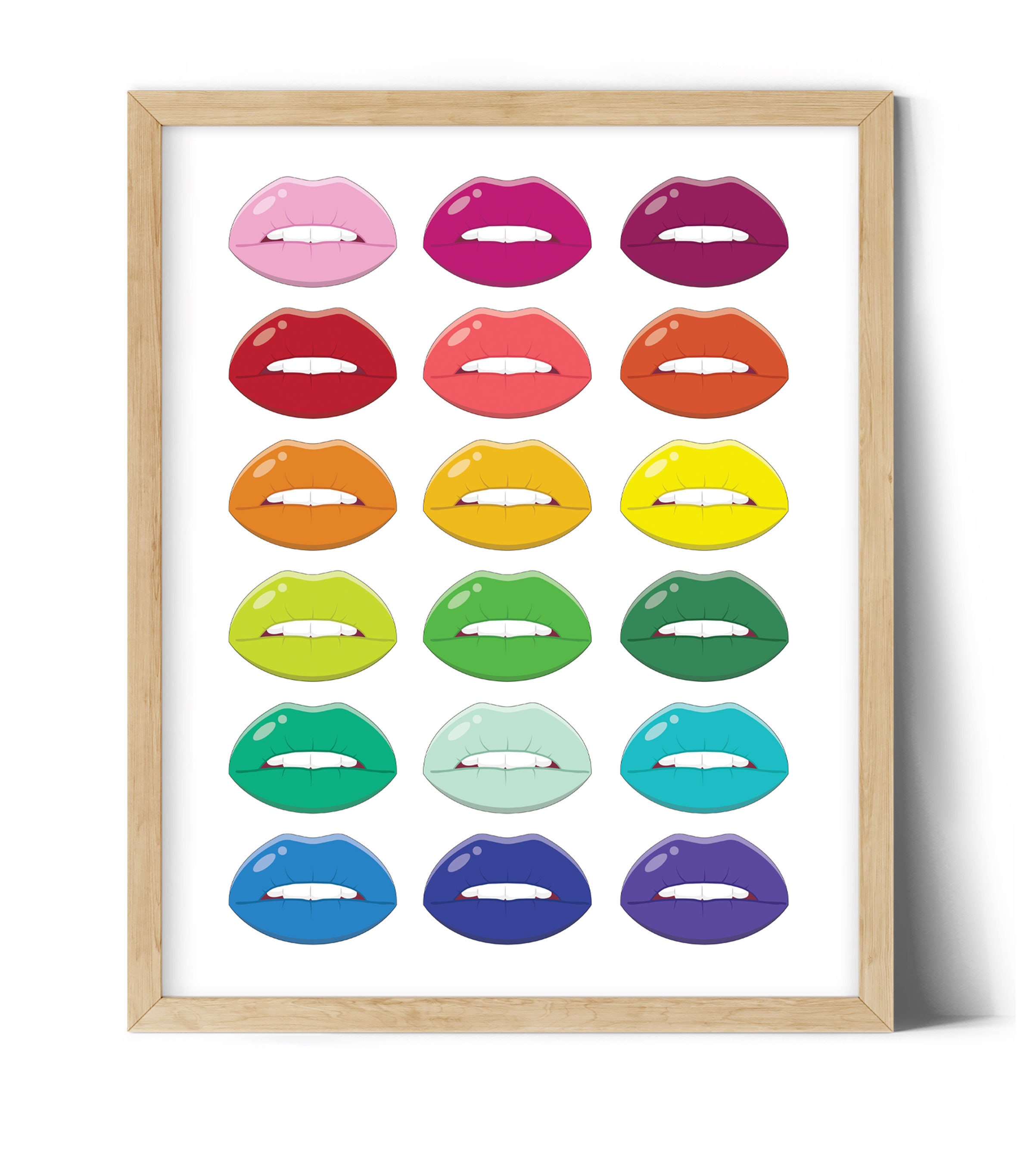 Lips Print, Colorful Pop Art Print, Kiss Wall Art, Rainbow Lips Print ...