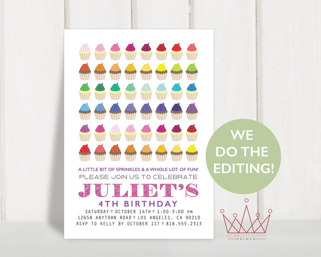 Cupcake Party Invitation, Cupcake Decorating Editable Invite, Baking ...