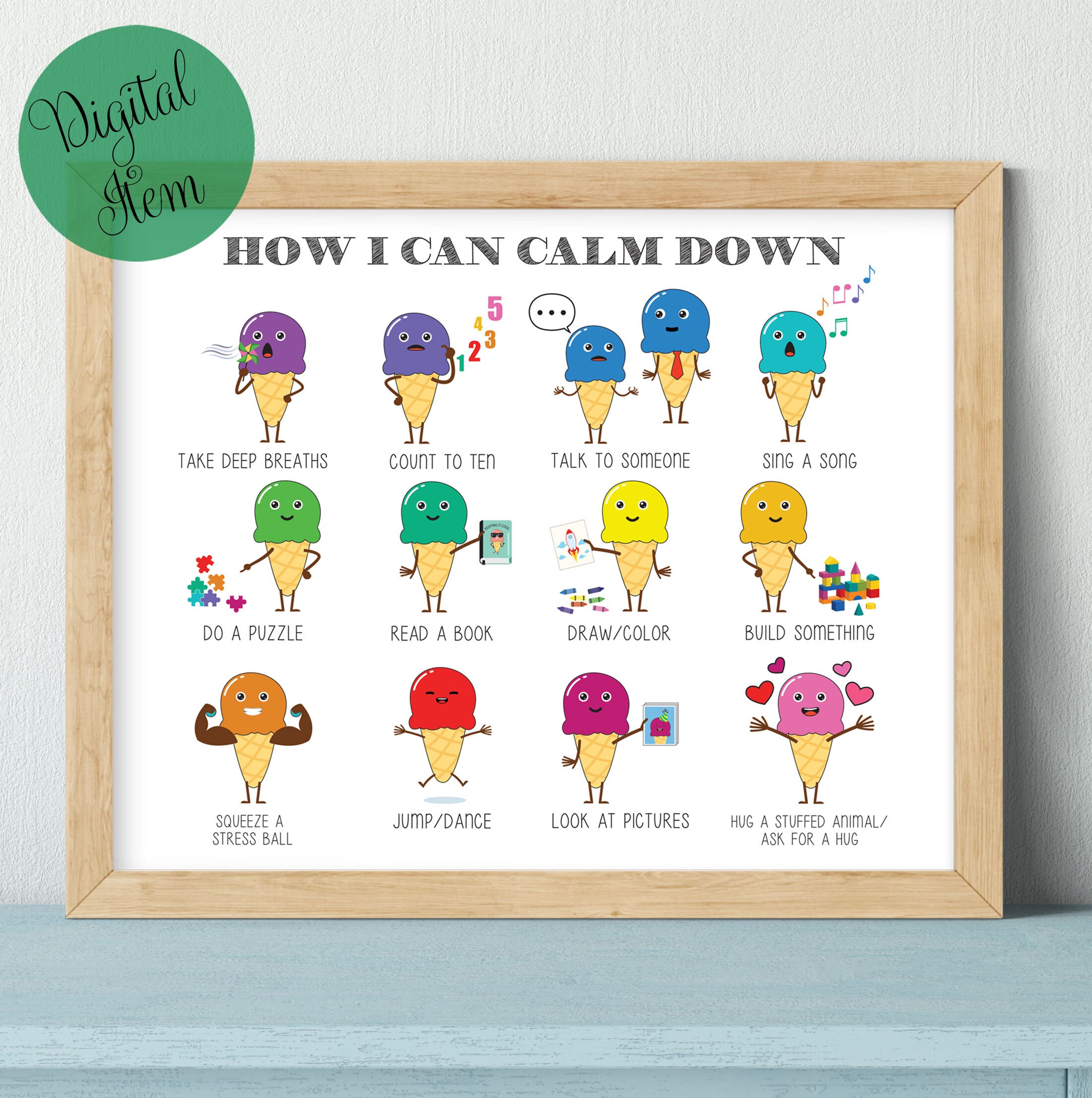Calm Down Corner Poster, Feelings Chart, Homeschool Wall Art, Kids Wall ...