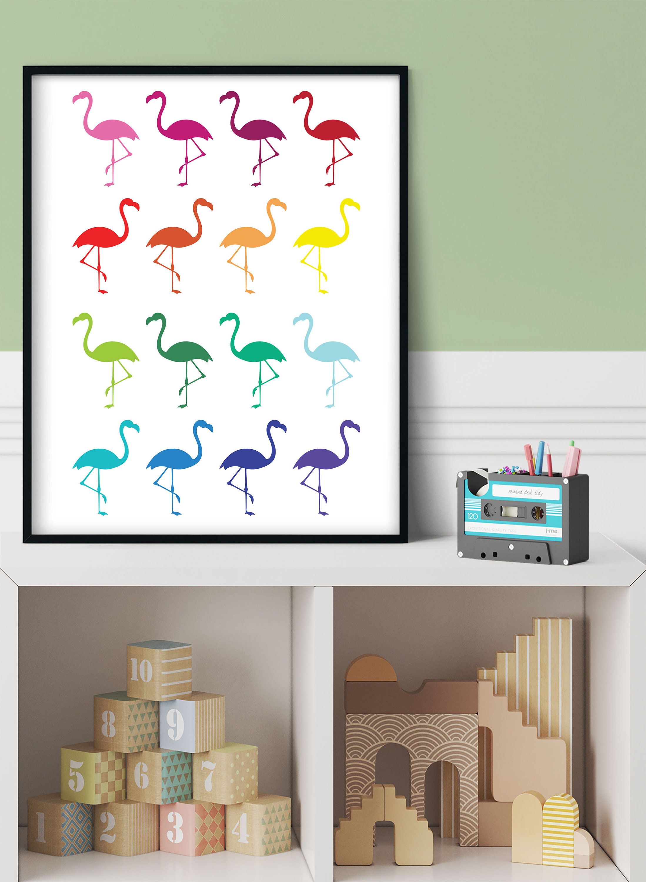 Flamingo Wall Art, Tropical Poster, Kids Wall Decor, Playroom Printable ...