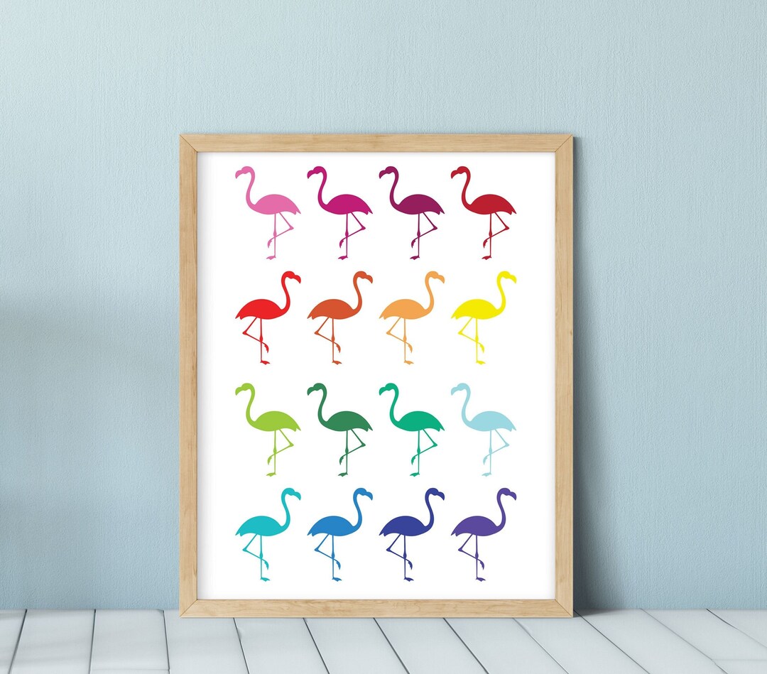 Flamingo Wall Art, Tropical Poster, Kids Wall Decor, Playroom Printable ...