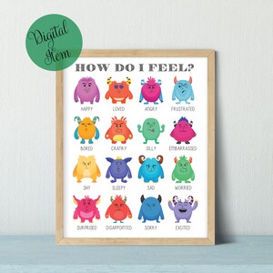 Feelings Poster, Feelings Chart, Emotions Print, Homeschool Wall Art ...