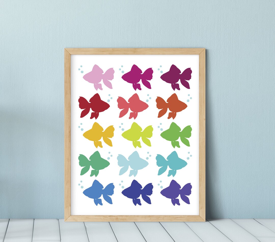 Goldfish Wall Art, Fishing Poster, Kids Wall Decor, Playroom Printable ...