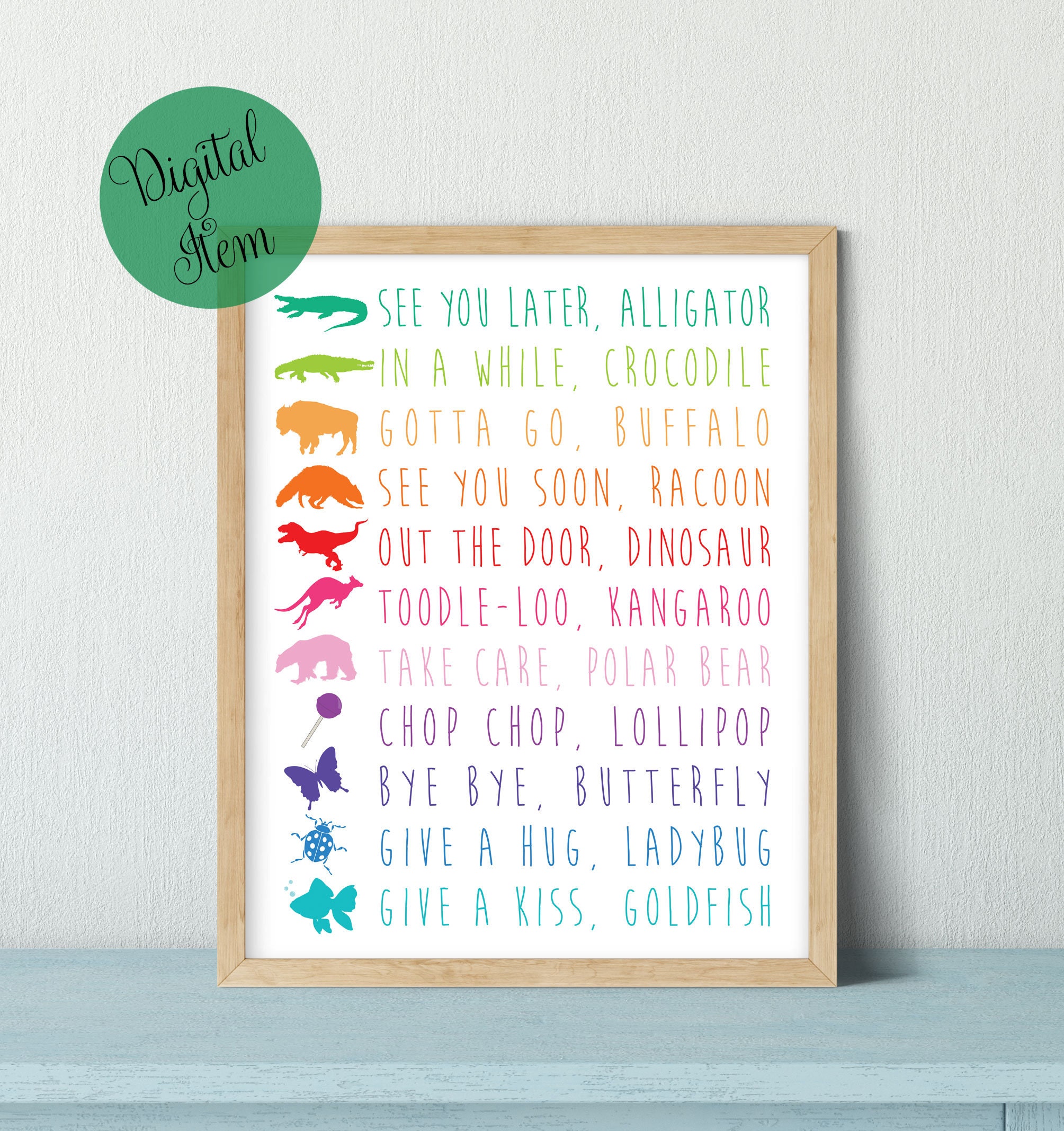 Bye Bye Poster, Later Gator Print, Homeschool Wall Art, Playroom ...