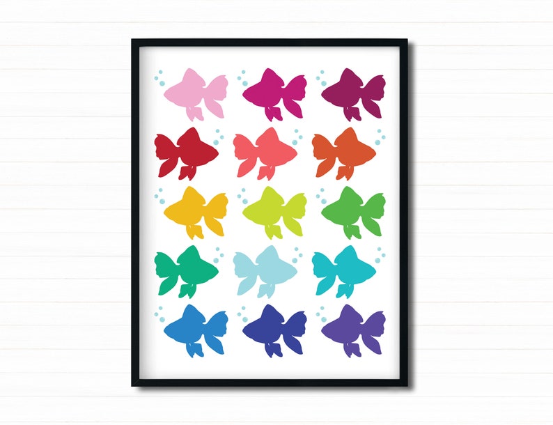 Goldfish Wall Art, Fishing Poster, Kids Wall Decor, Playroom Printable ...