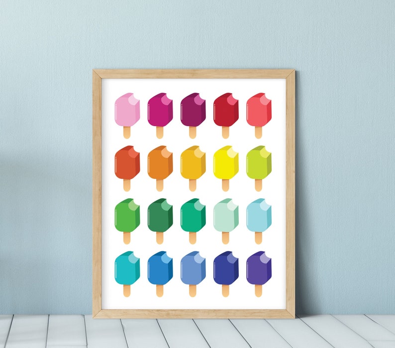 Popsicle Print, Ice Cream Art Print, Kitchen Wall Art, Colorful Kids ...