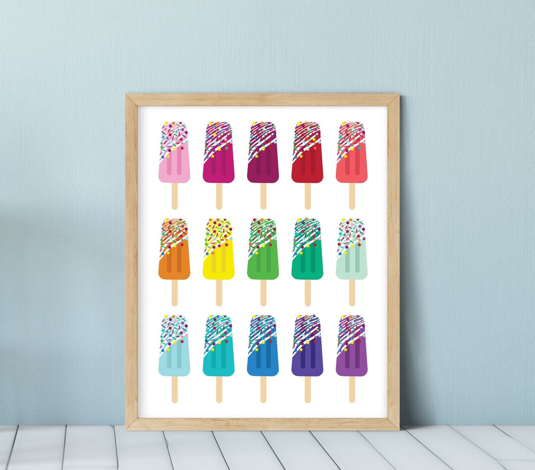 Popsicle Print, Ice Cream Art Print, Kitchen Wall Art, Colorful Kids ...