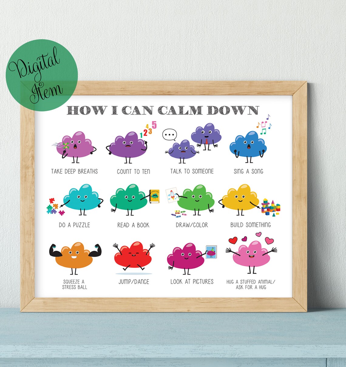 Calm Down Poster, Feelings Chart, Homeschool Wall Art, Kids Wall Art ...