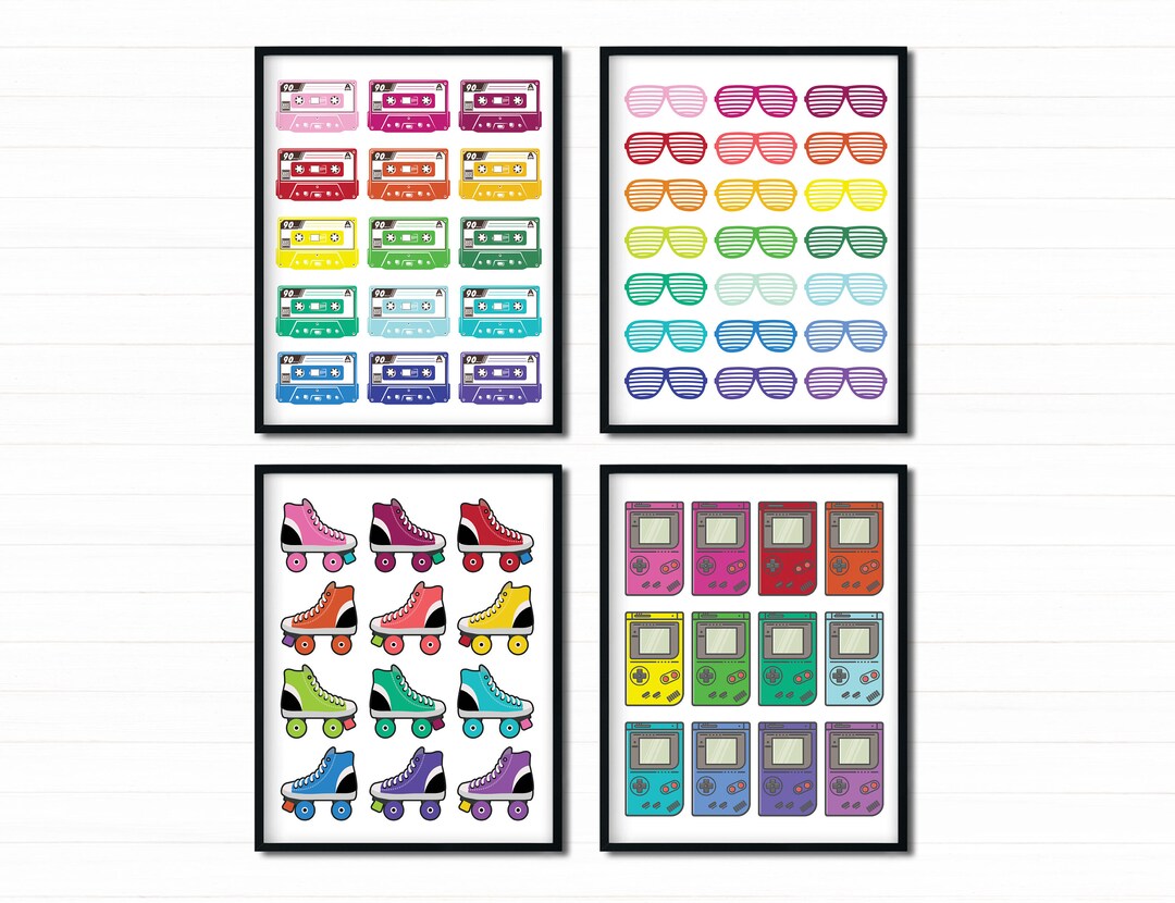 Set of 4 80s Prints, Retro Vintage Wall Decor, 80s Pop Culture Print ...