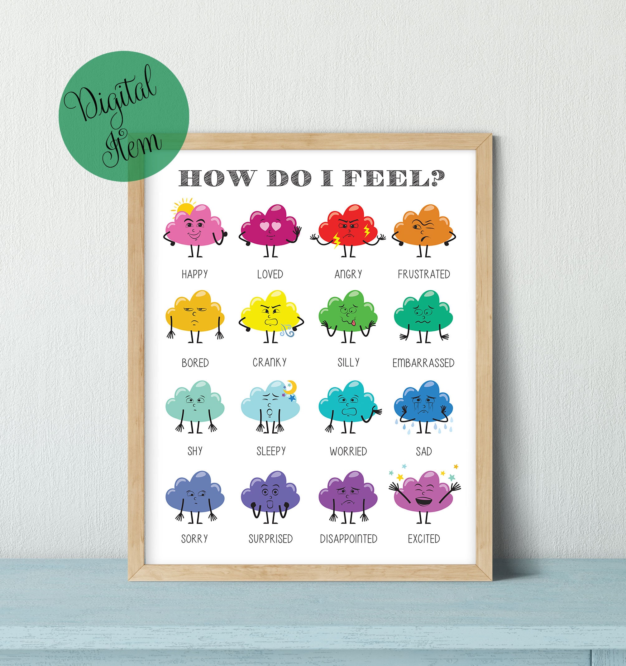 Feelings Poster, Feelings Chart, Emotions Poster, Homeschool Wall Art ...