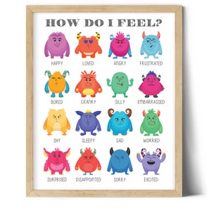 Feelings Poster, Feelings Chart, Emotions Print, Homeschool Wall Art ...