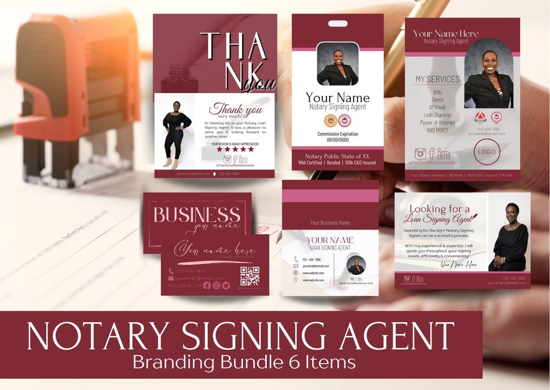 Notary Branding Bundle, Public Notary Marketing,notary Business Card ...