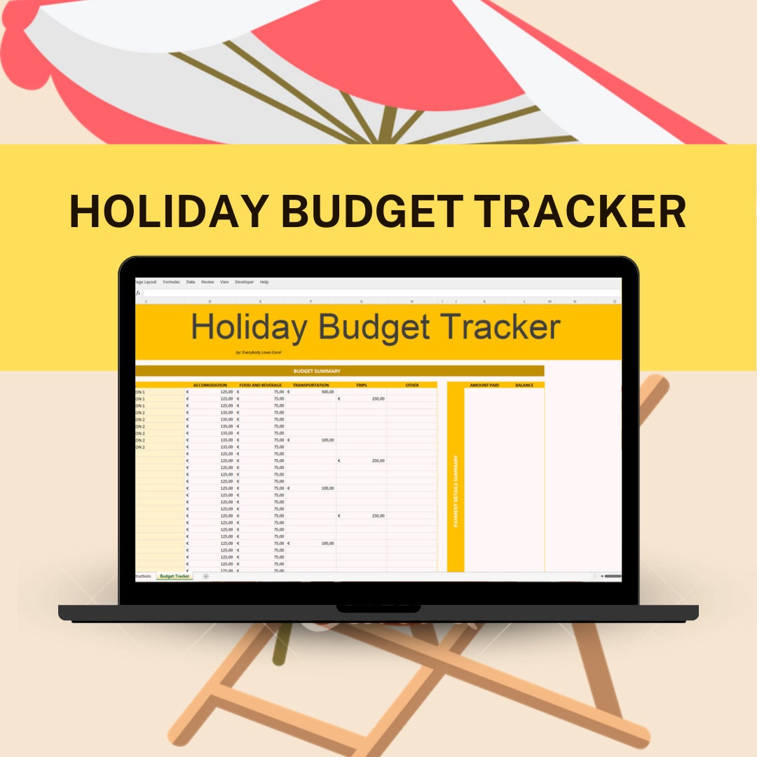 Holiday Budget Tracker, Excel Spreadsheet Planner, Expense Planner ...