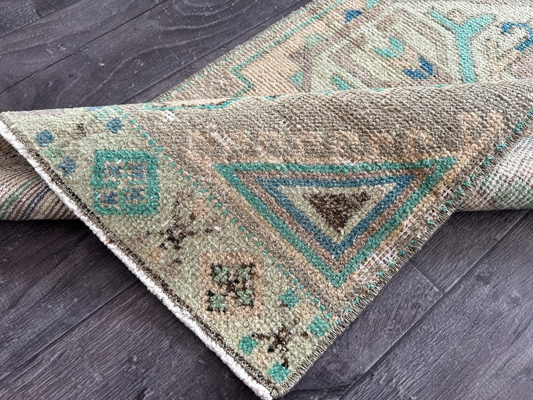 1.6x3.2 Ft Green Blue Faded Orange Turkish Small Rug, 2x3 Handmade ...