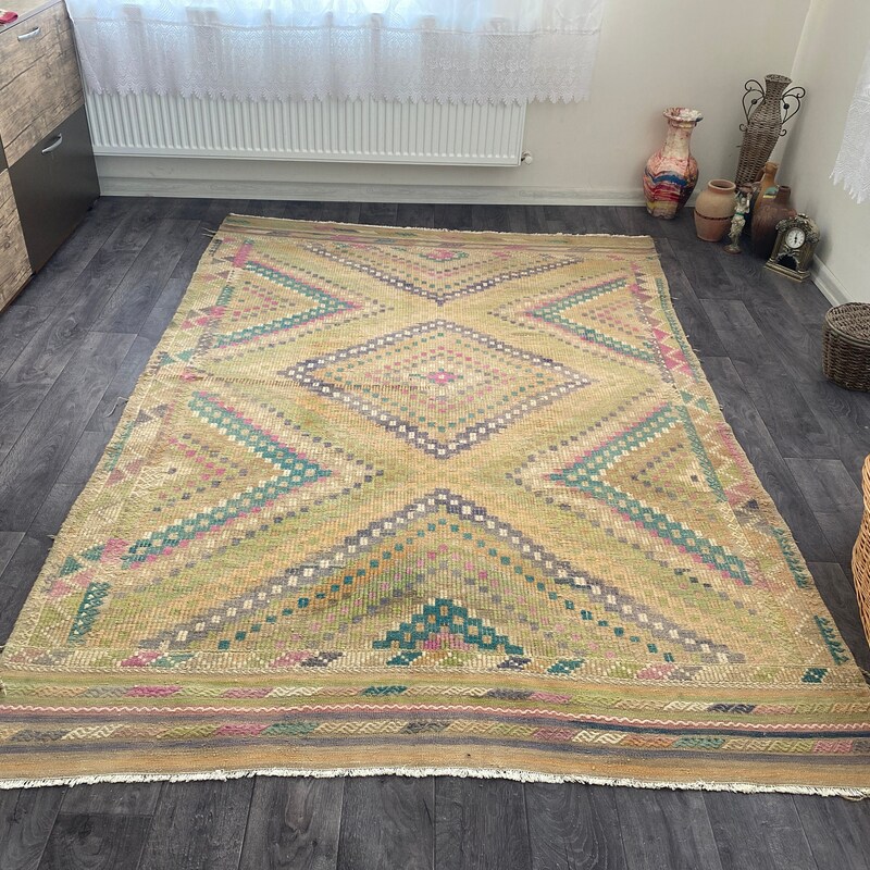 Blue Pink Turkish Rug - Etsy