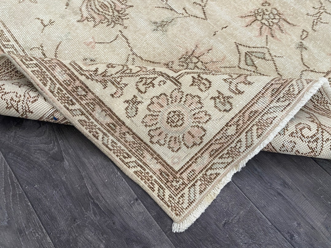4.9x7.9 Ft Beige Brown Pink Turkish Rug, 5x9 Handmade Vintage Rug ...