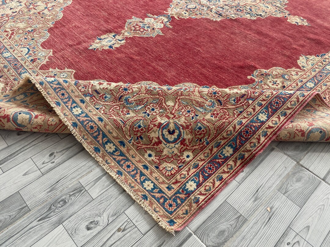 8.6x12.1 Ft Unique Red Blue Green Persian Rug, 9x12 Hanmdade Oversize ...