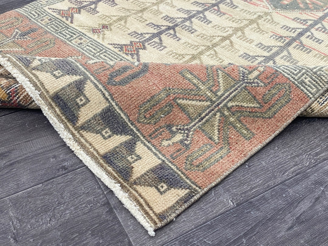 3x7 Red Green Blue Turkish Runner Rug, 3x7 Vintage Runner, Oushak ...