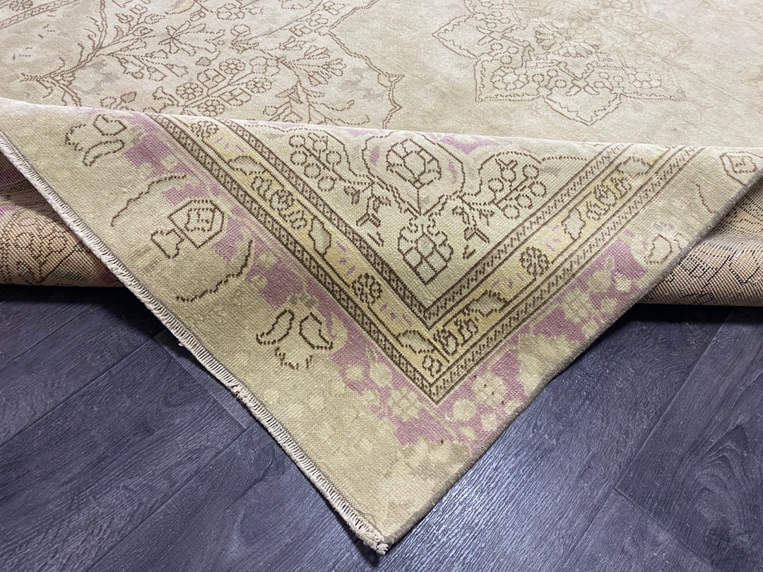 5x9 Beige Faded Green Purple Persian Rug, 5x9 Neatrul Vintage Rug ...