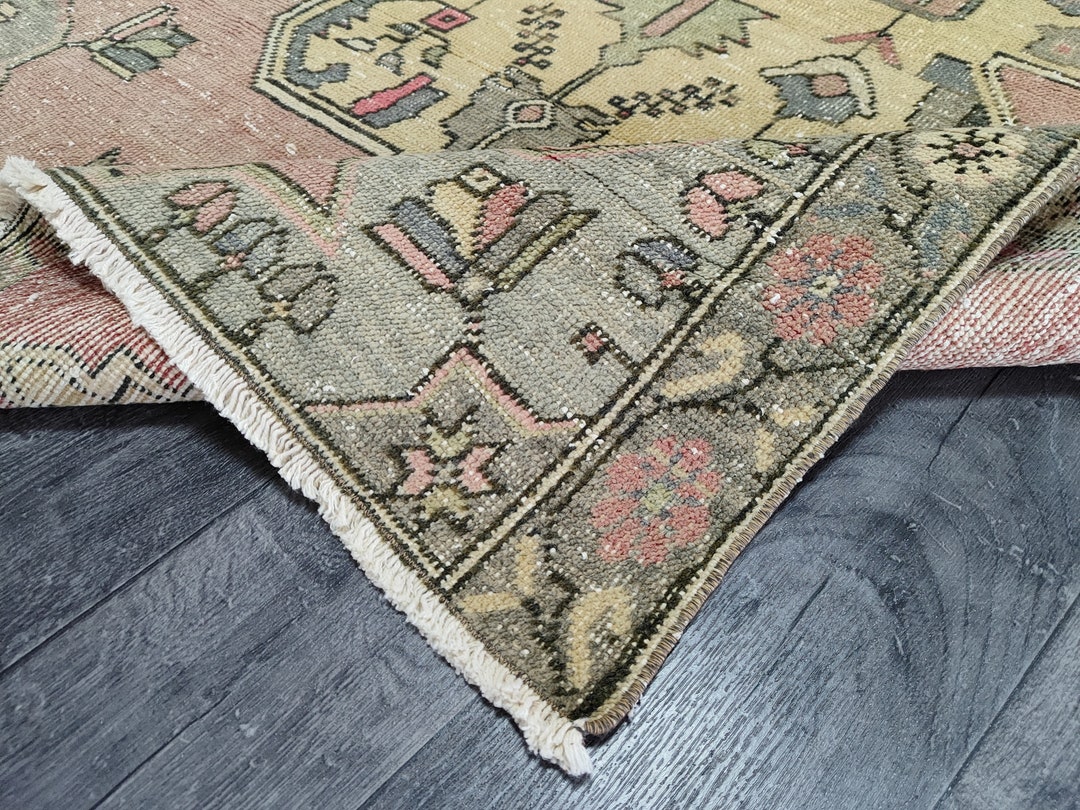 4x8 Pink Blue Yellow Turkish Rug, 4x8 Neatrul Vintage Rug, Handmade ...