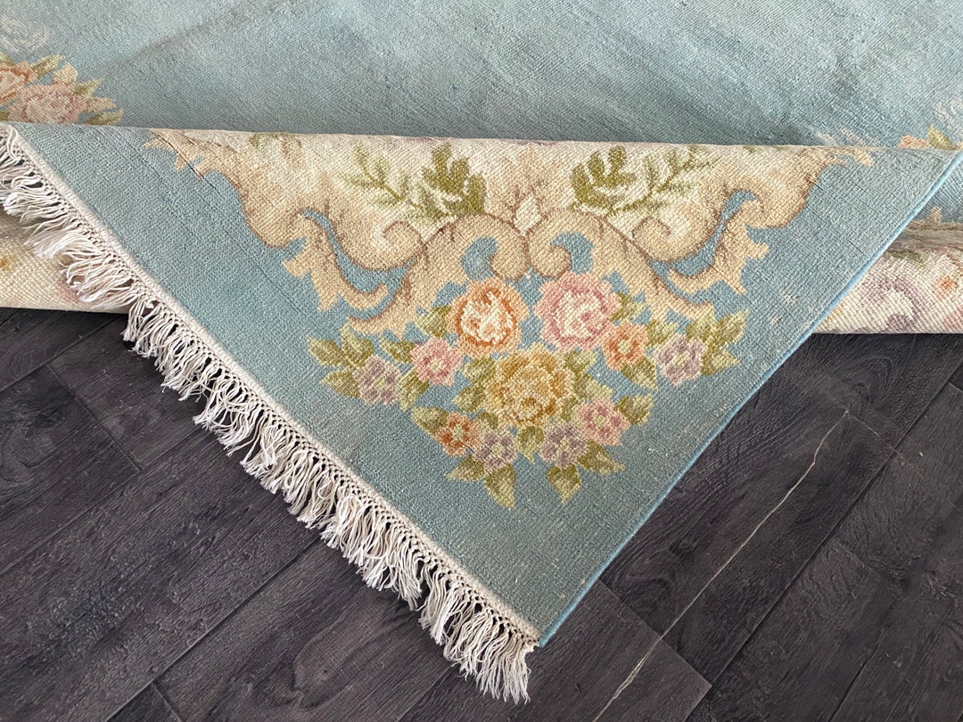 Unique 8x11 Turquoise Blue Beige Purple Persian Rug, 8x11 Oversize ...