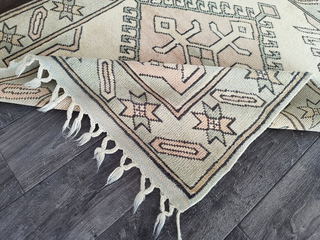 3.1x3.7 Ft Faded Pink Blue Turkish Small Rug 3x4 Handwoven - Etsy