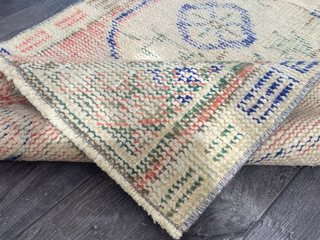 2x4 Faded Red Blue Beige Turkish Rug 2x4 Faded Red Blue - Etsy