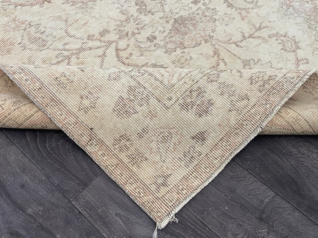 5x9 Beige Faded Pink Turkish Rug, 5x9 Neatrul Vintage Rug, Handmade ...