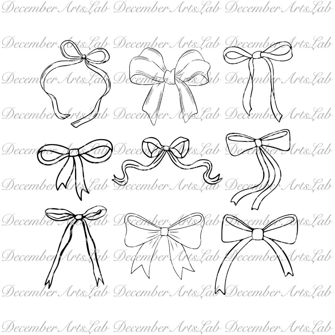 Ribbon Bow Svg Bundle Ribbon Svg Bow Svg Png Hair Bow Svg Bow Tie Svg Hand Drawn Bow Clip