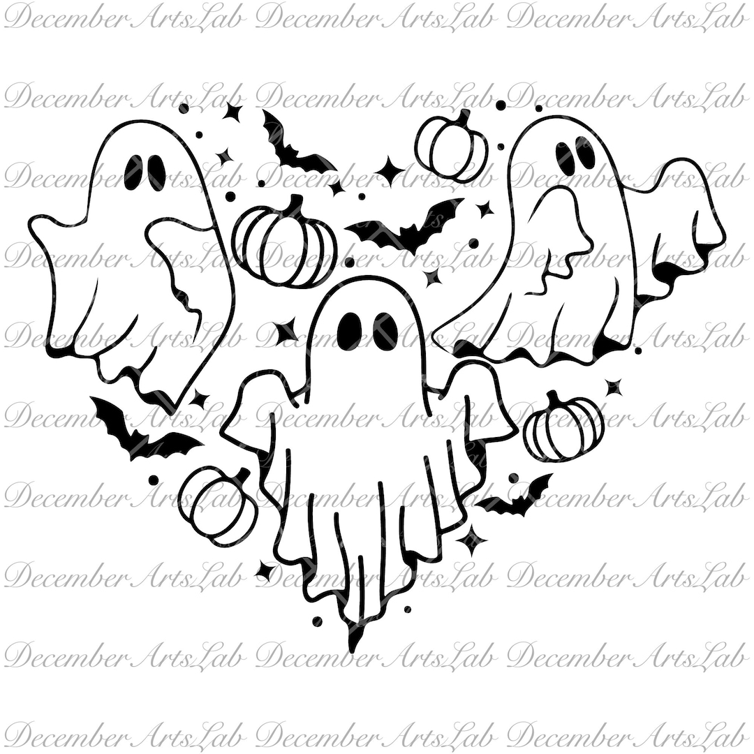 Ghost Heart SVG, Halloween Svg, Spooky Season Svg, Ghost Clip Art, Boo ...
