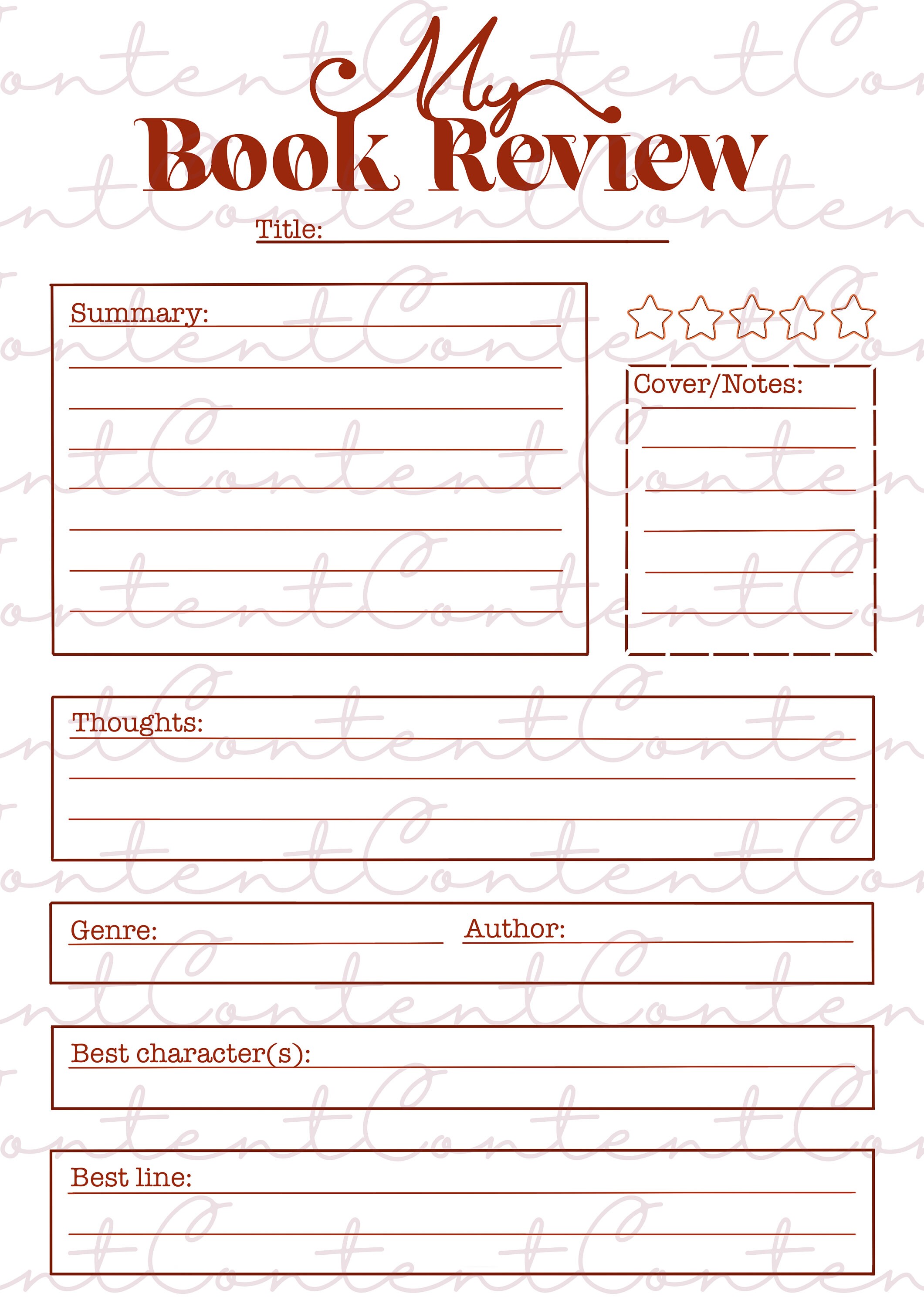 Book Review to Download Printable Reading Book Review Template Book ...