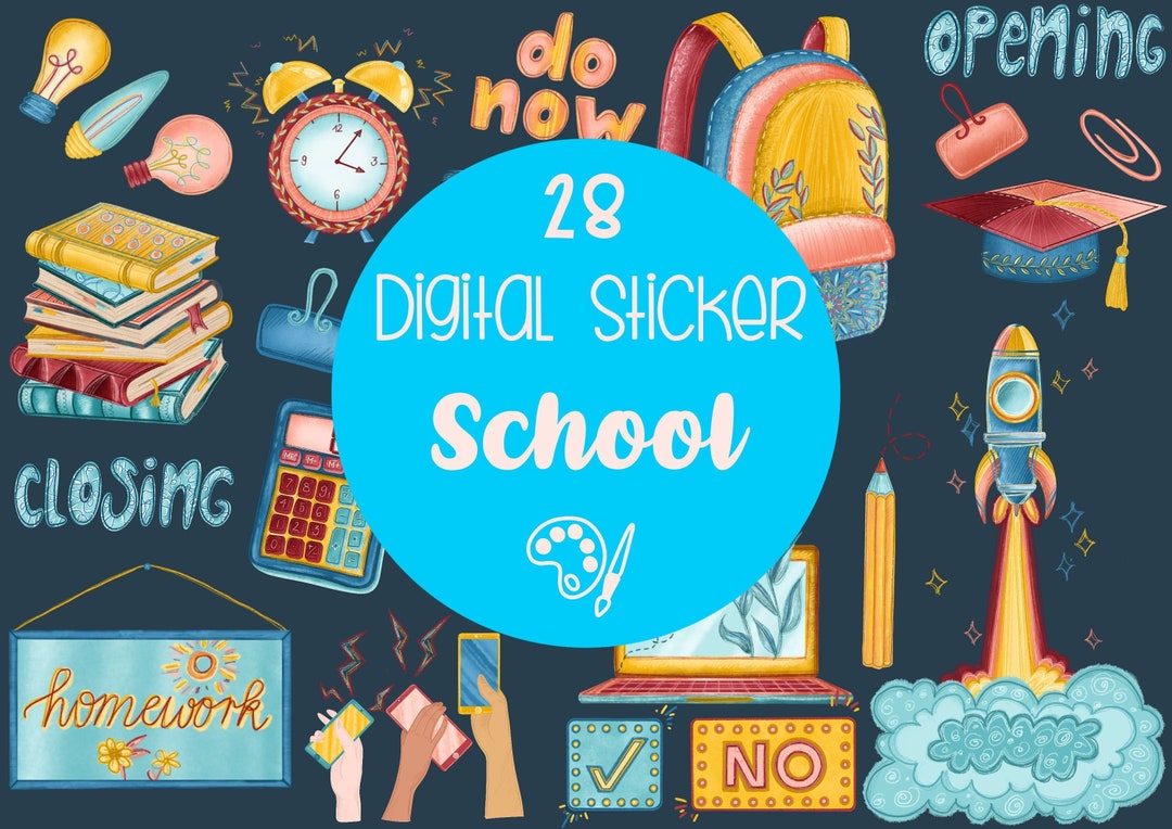 28 Digital School Stickers | Goodnotes Stickers | Download | Clipart ...