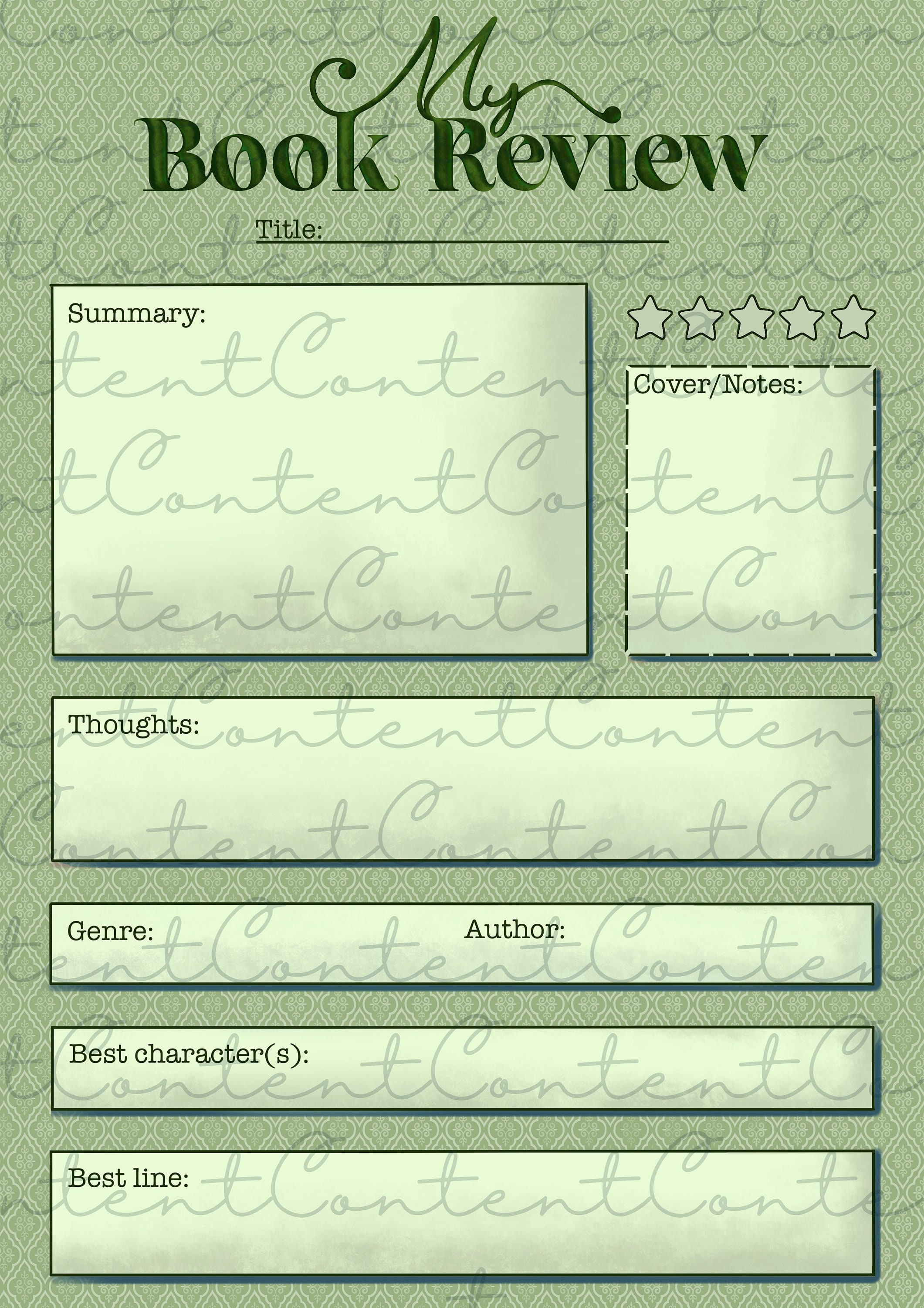 Book Review to Download | Printable | Reading | Review Template | Book ...