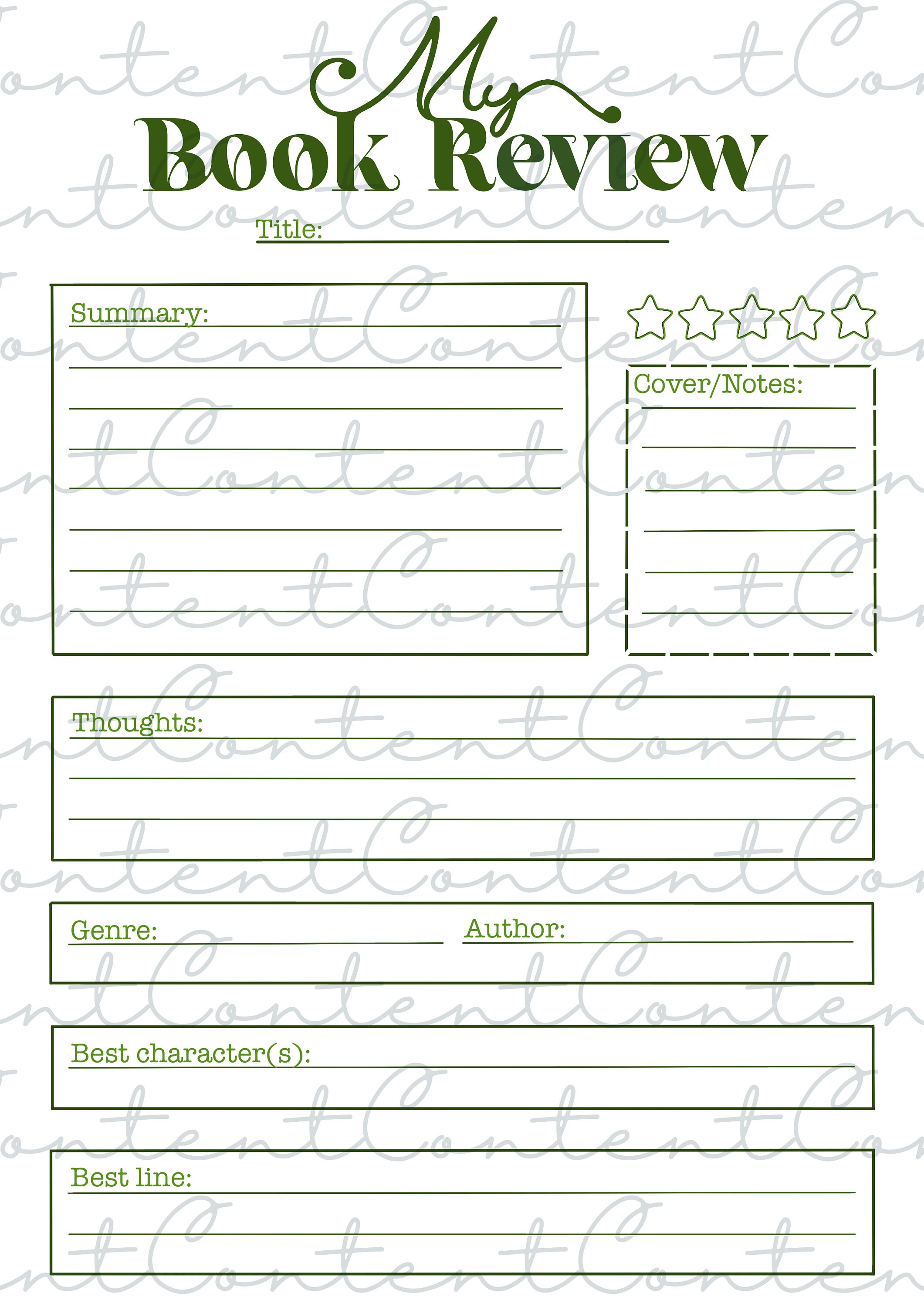 Book Review to Download | Printable | Reading | Review Template | Book ...