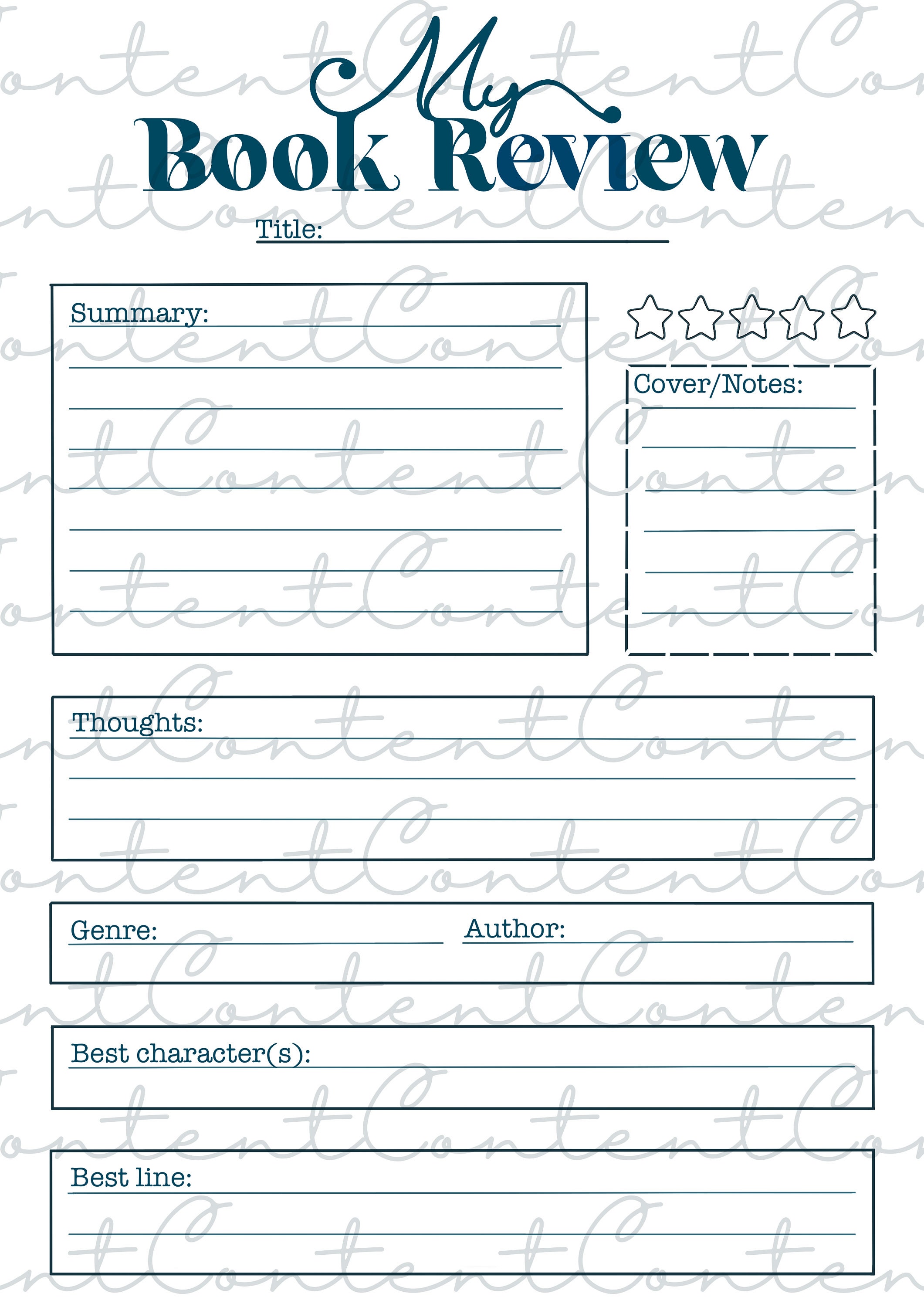 Book Review to Download | Printable | Reading | Review Template | Book ...